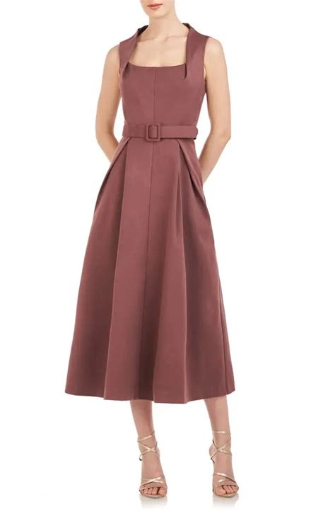 Kay Unger Lucielle Sleeveless Fit And Flare Gown Mink Editorialist