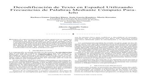 Decodificación De Texto En Español Utilizando Frecuencias Tado