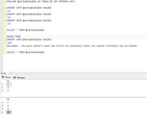 Haripriya Naidu On Linkedin Table Variables Rollback Only If The Statement Fails They Dont