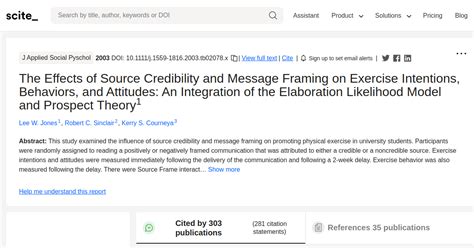The Effects Of Source Credibility And Message Framing On Exercise Intentions Behaviors And