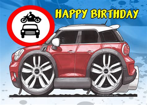 Mini Countryman Red Kartoons Birthday Card Pink Bubblegum Ts