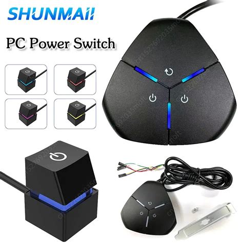 M Computer Power Switch Desktop PC Power On Restart Button Dual USB Transmission Ports PC