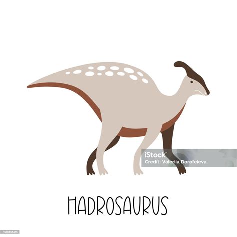 장난기 넘치는 벡터 플랫 공룡 하드로사우루스 다채로운 귀여운 아이 일러스트레이션은 어린이 방을위한 것입니다 0명에 대한 스톡 벡터 아트 및 기타 이미지 Istock