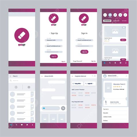 Responsive Movie App Ui Kit With Defre For Mobile App Or Website Vector Template Download On Pngtree