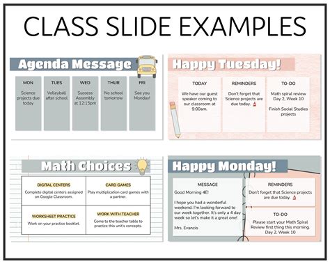 Classroom Slide Templates For Teachers Including Morning Slides Agenda