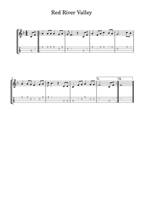 Red River Valley Easy Ukulele Fingerpicking Tab Fingerstyle Guitar