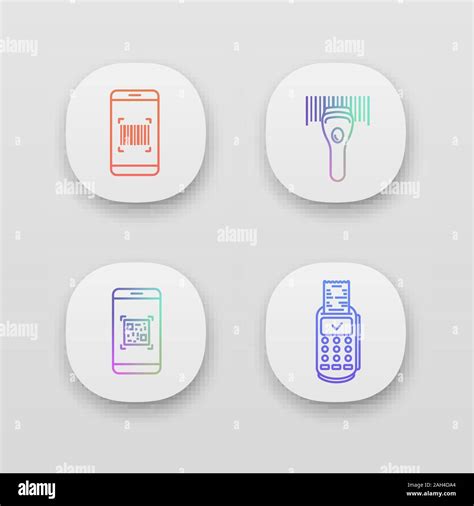 Barcodes App Icons Set Uiux User Interface Smartphone Barcode