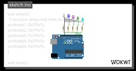 Job 2 Coding Lampu Berjalan Wokwi ESP32 STM32 Arduino Simulator