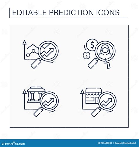 Predictive Analytics Line Icons Set Stock Vector Illustration Of