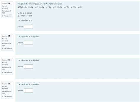 solved question 13 not yet answered interpolate the