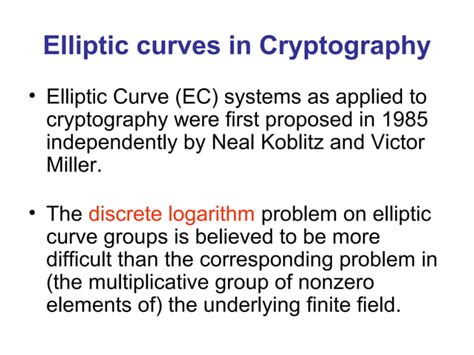 Elliptical Curve Cryptography Ppt