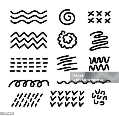 벡터 추상 낙서 그림 모양 손으로 그린 집합입니다 벡터 텍스처 개념에 대한 스톡 벡터 아트 및 기타 이미지 개념 개념과 주제 곡선 Istock