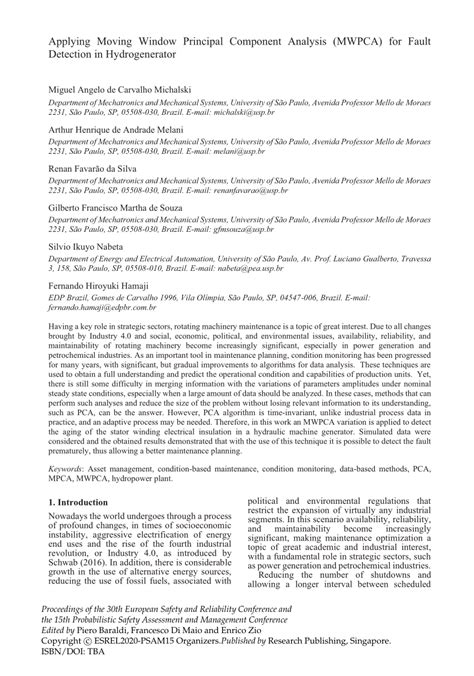 Pdf Applying Moving Window Principal Component Analysis Mwpca For Fault Detection In