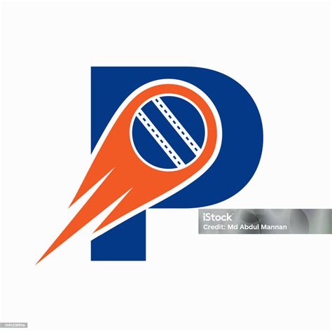 문자 P 크리켓 로고 개념은 크리켓 클럽 기호를 위한 움직이는 공 아이콘을 가지고 있습니다 크리켓 선수 사인 경기 스포츠에 대한 스톡 벡터 아트 및 기타 이미지 Istock