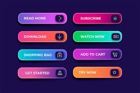 그라데이션 클릭 유도 문안 버튼 컬렉션 무료 벡터