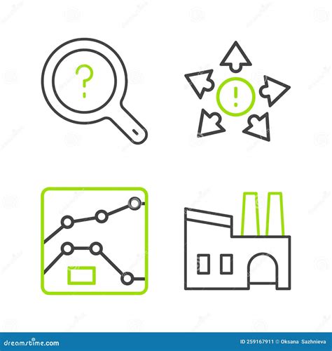 Set Line Factory Graph Chart Diagram Many Ways Directional Arrow And Unknown Search Icon
