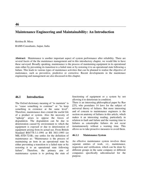 Pdf Maintenance Engineering And Maintainability An Introduction