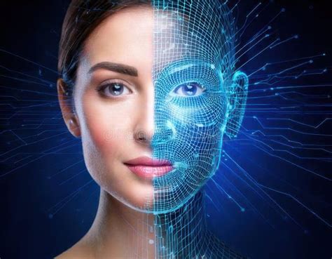 Digital Transformation Ai In A Human Face Editorial Stock Image Illustration Of Technology