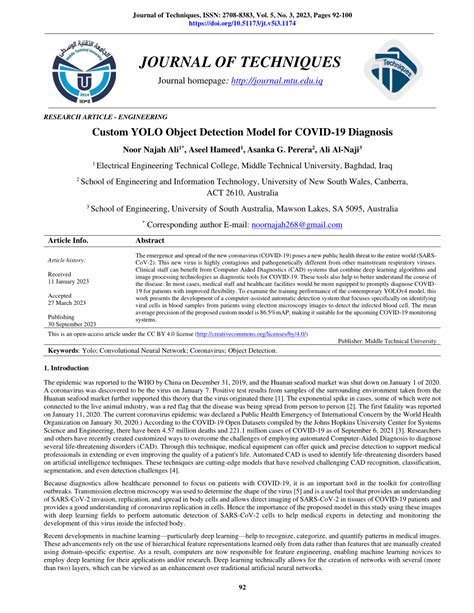 PDF Custom YOLO Object Detection Model For COVID Diagnosis