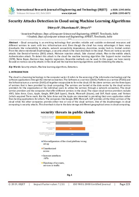 Pdf Irjet Security Attacks Detection In Cloud Using Machine Learning