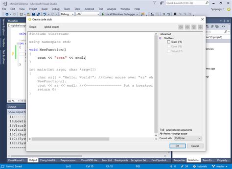 Using Visual Studio To Debug Mingw Applications Visualgdb Tutorials