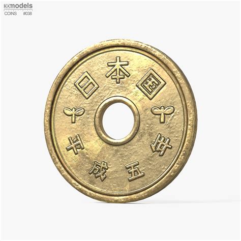 Five Yen Coin 3d Model Download Coins Banknotes On