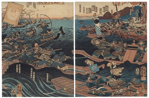 Kuniyoshi 1797 1861 The Great Battle Of Yashima 1851 1852 Fuji