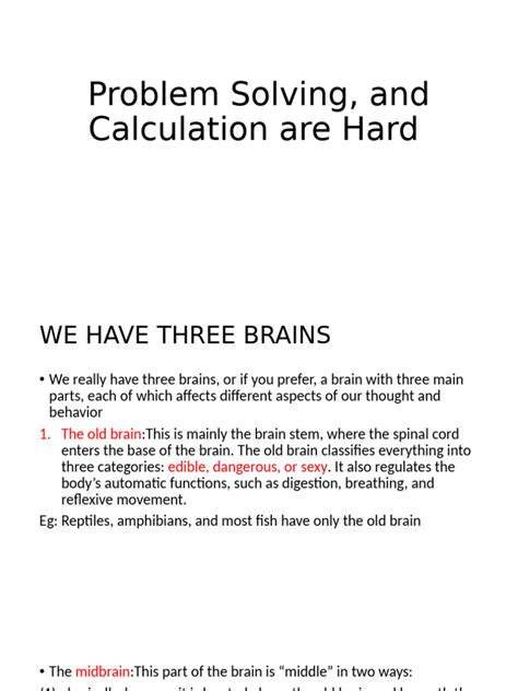 Unit Iii Problem Solving And Calculation Are Hard Pdf Brain Mind