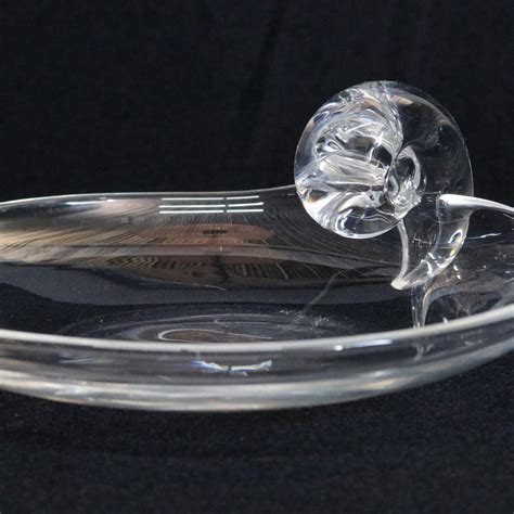 Steuben Crystal Sloping Bowl Art Glass Candy Dish Classic Scroll