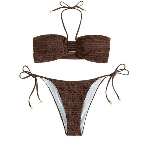 Sweatyrocks Swim Sweatyrocks Ruched Micro Bikini With Gold Accents