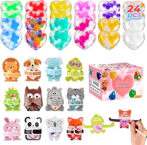 24packs Valentines Day Heart Stress Balls With Cardssquishy Squeeze