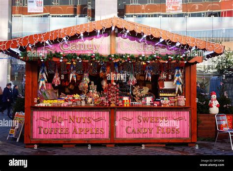 A Toffee Apple And Candy Floss Sweet Stall In Leicester City Centre Stock Photo Alamy