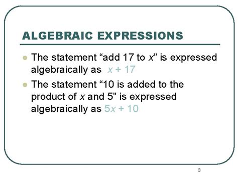 Unit 12 INTRODUCTION TO ALGEBRA 1 ALGEBRAIC EXPRESSIONS