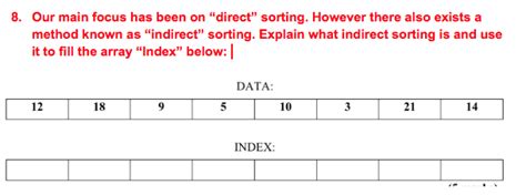Solved 8 Our Main Focus Has Been On Direct Sorting