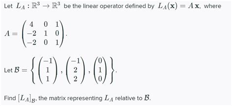solved let la r3 → rº be the linear operator defined by