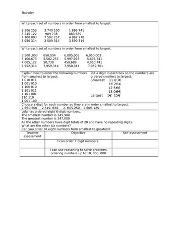 Year 6 Mastery Maths Place Value Week 1 Teaching Resources
