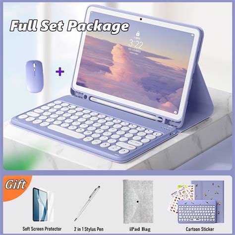 Nixxos For Ipad 10th Generation Round Keycap Wireless Keyboard Leather Case With Built In Pen