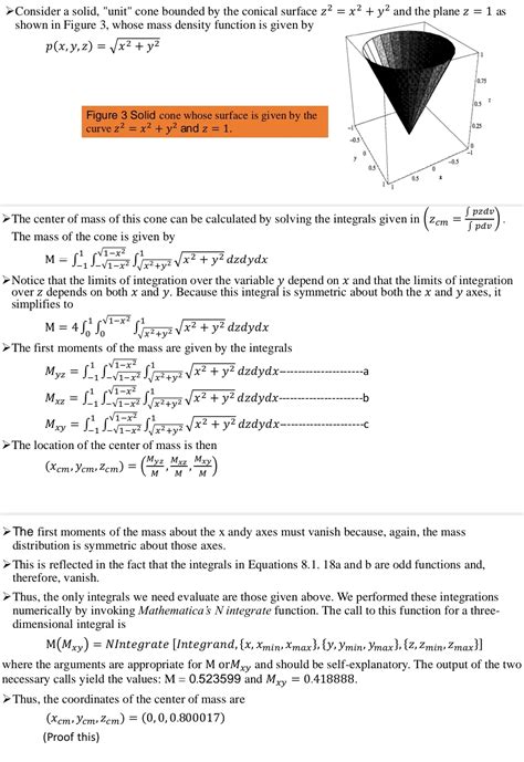 Solved Consider A Solid Unit Cone Bounded By The Chegg Com