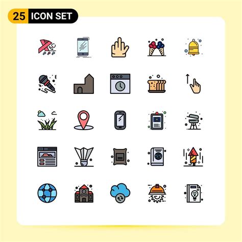 25 Thematic Vector Filled Line Flat Colors And Editable Symbols Of Notification American