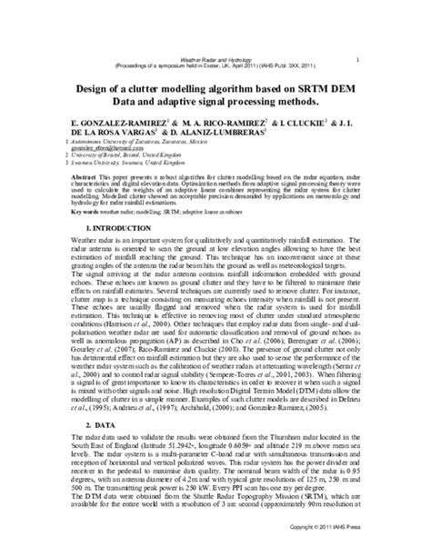 Pdf Design Of A Clutter Modelling Algorithm Based On Srtm Dem Data