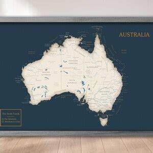 Australia Push Pin Map Australia Pin Map Personalised Push Etsy Australia