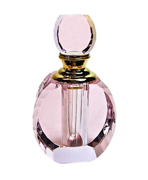Genuine Pink Crystal Perfume Bottle With Pink Crystal Stopper And Glas