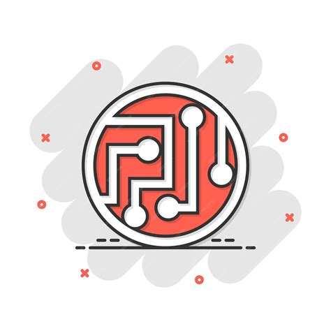 Premium Vector Circuit Board Icon In Comic Style Technology Microchip Vector Cartoon