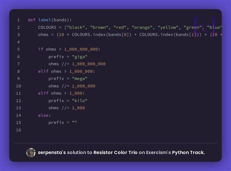 Serpenstas Solution For Resistor Color Trio In Python On Exercism