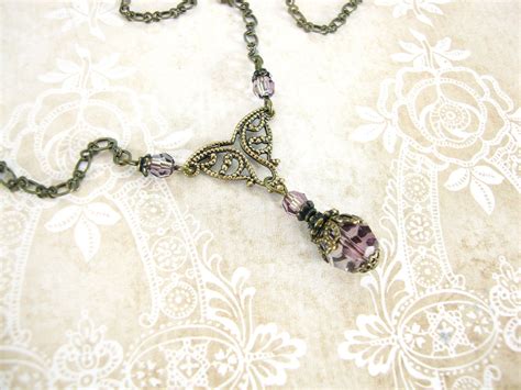 Antique Pink Colored Crystal Necklace Victorian Renaissance Etsy