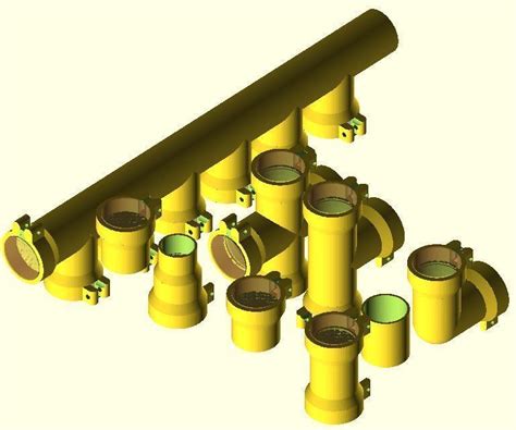 OpenSCAD Pipe Round Duct Fittings Library Parametric By DoomMeister Download Free STL Model