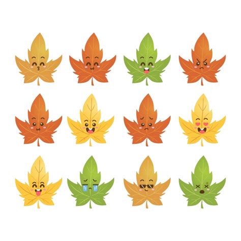 귀여운 단풍 잎 이모티콘 미소 세트 메이플 리프 클립 아트 삽화 자연 Png 일러스트 및 벡터 에 대한 무료 다운로드 Pngtree