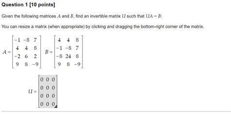 Solved Given The Following Matrices A And B Find An Chegg Com