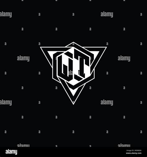 Wt Letter Logo Monogram Hexagon Shape With Triangle Geometric Outline Sharp Modern Style Design