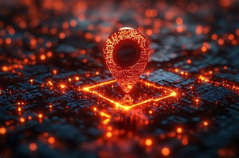 Digital Location Pin Icon With Binary Code Artificial Intelligence In Navigation Applications